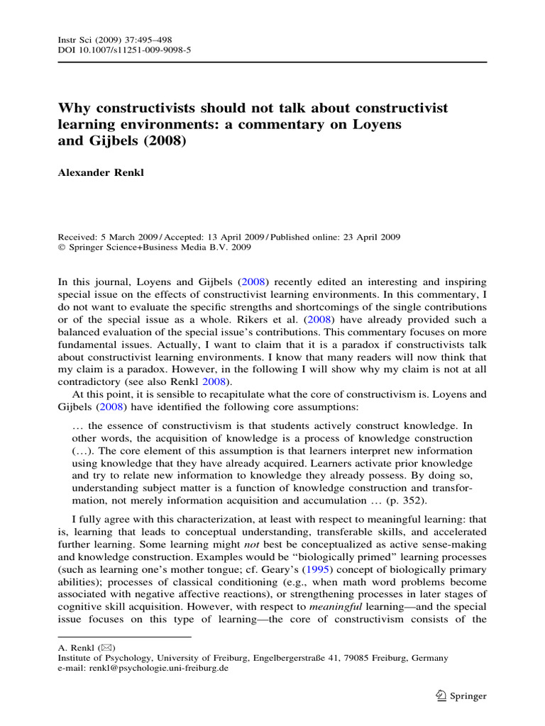 Why Constructivists Should Not Talk About Constructivist | PDF