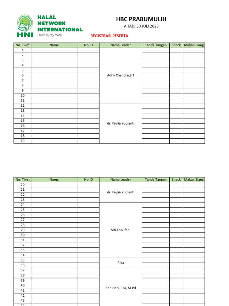 Registrasi HBC Peserta | PDF
