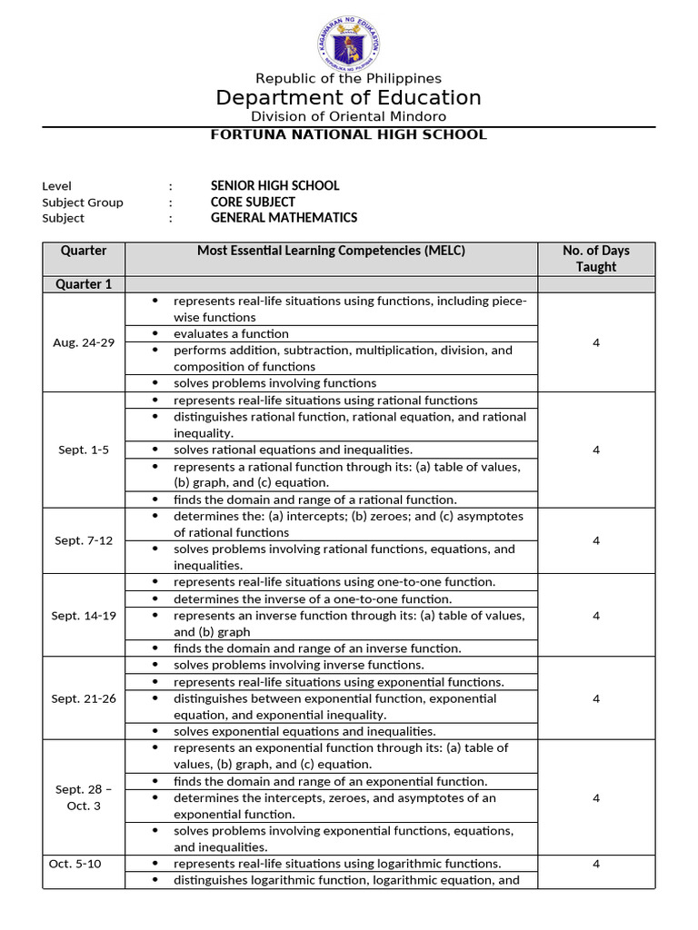 BOW - General Mathematics | PDF