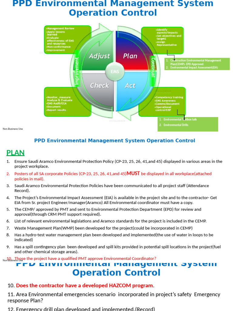 PPD Environmental Management System Operation Control May 2021 | PDF