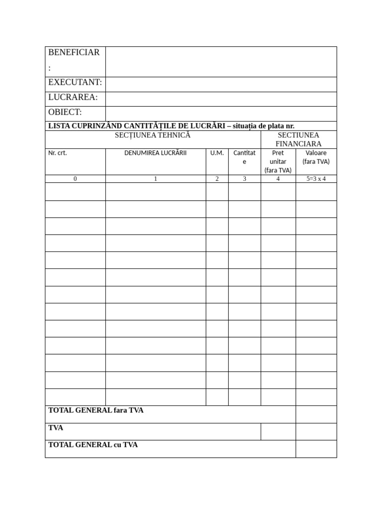 Tabel Situatie Lucrari | PDF