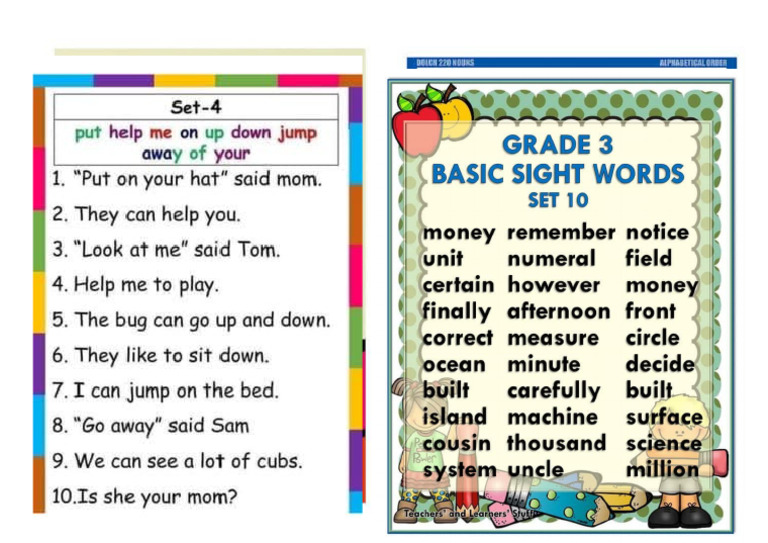Basic Sight Words | PDF