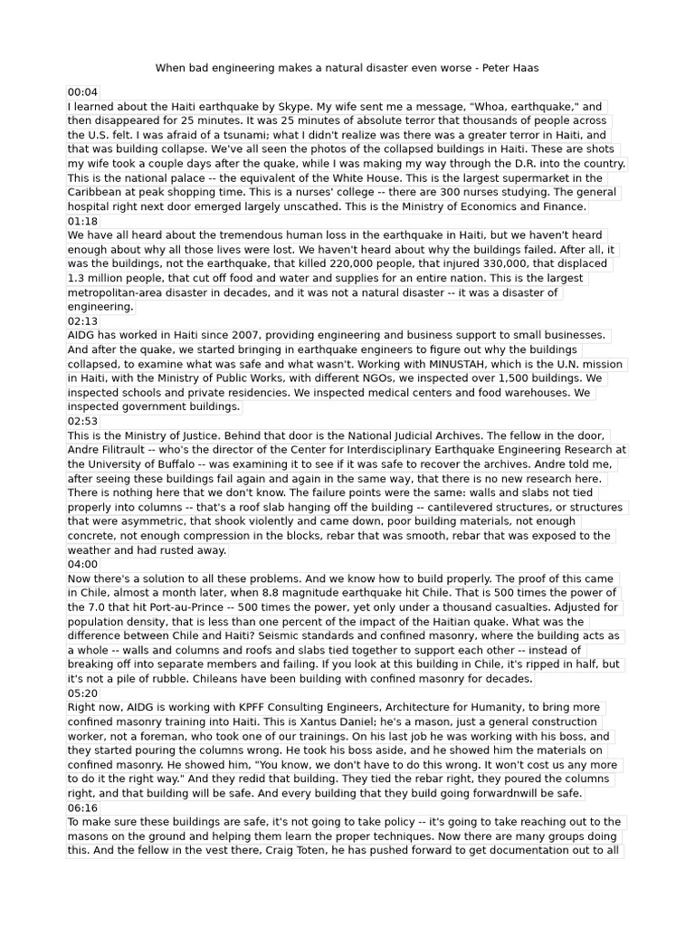 Ted Talk No.6 When Bad Engineering Makes A Natural Disaster Even Worse ...