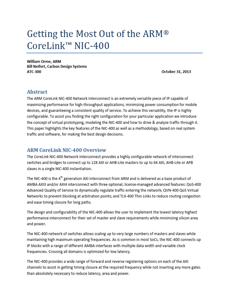 ARM CoreLink NIC-400 Optimization | PDF