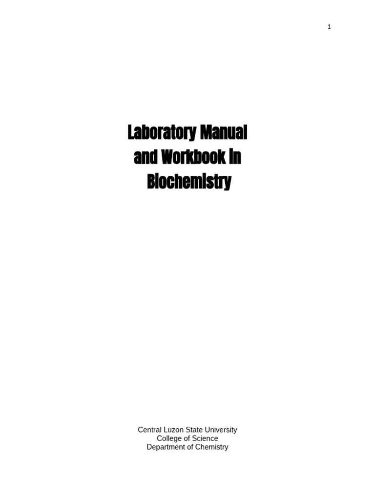 Biochemistry Lab Manual (New August 2024) | PDF