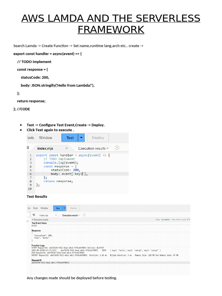 Aws Lamda and The Serverless Framework | PDF