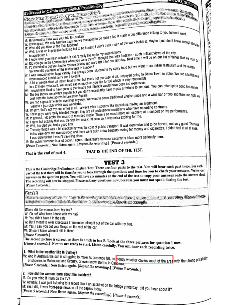 Listening Transcipt - Test 3 | PDF