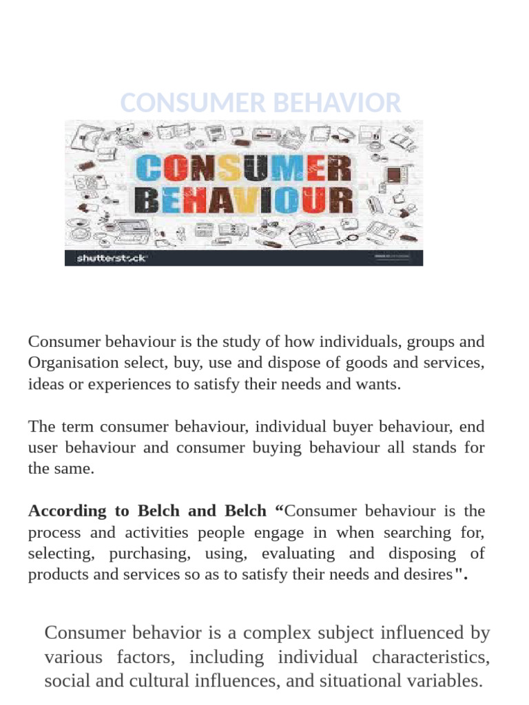 Unit I Consumer Behavior | PDF