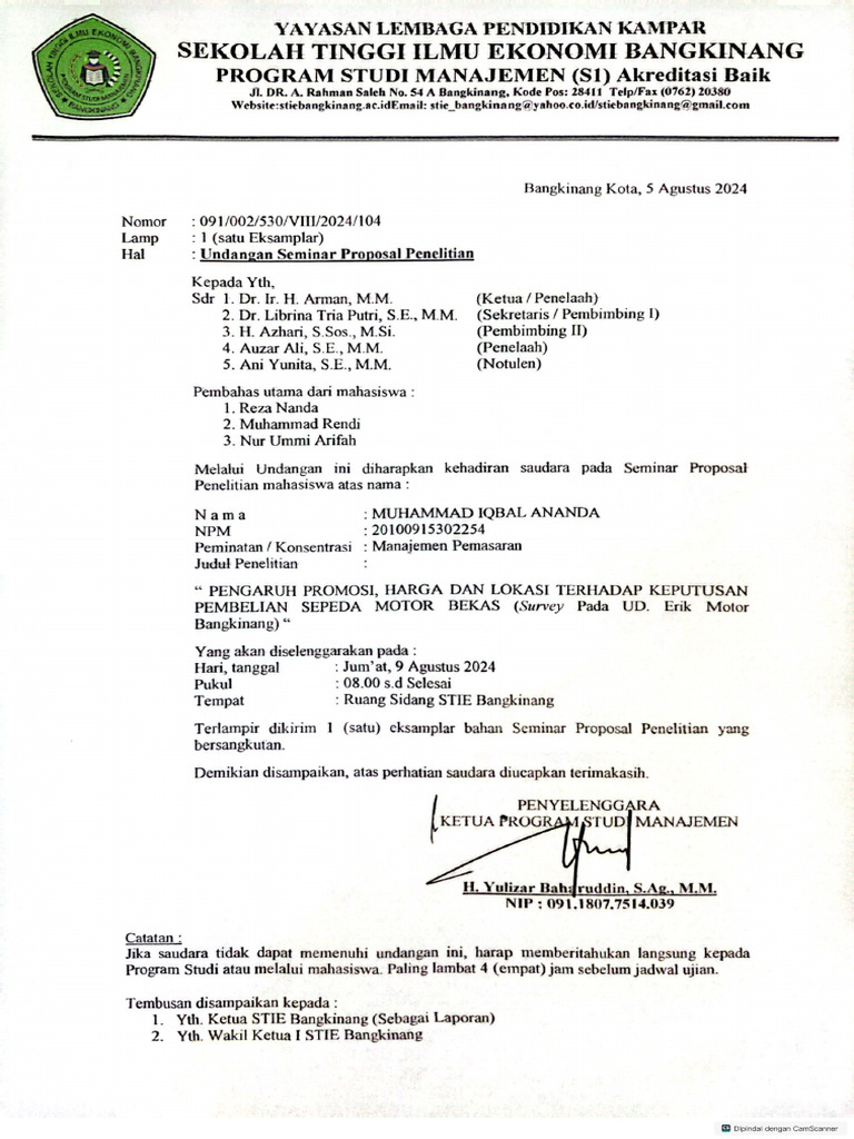 Undangan Sempro An. M. Iqbal Ananda | PDF