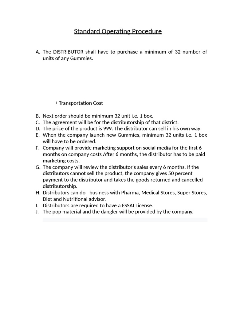 Sop For Startup Company | PDF