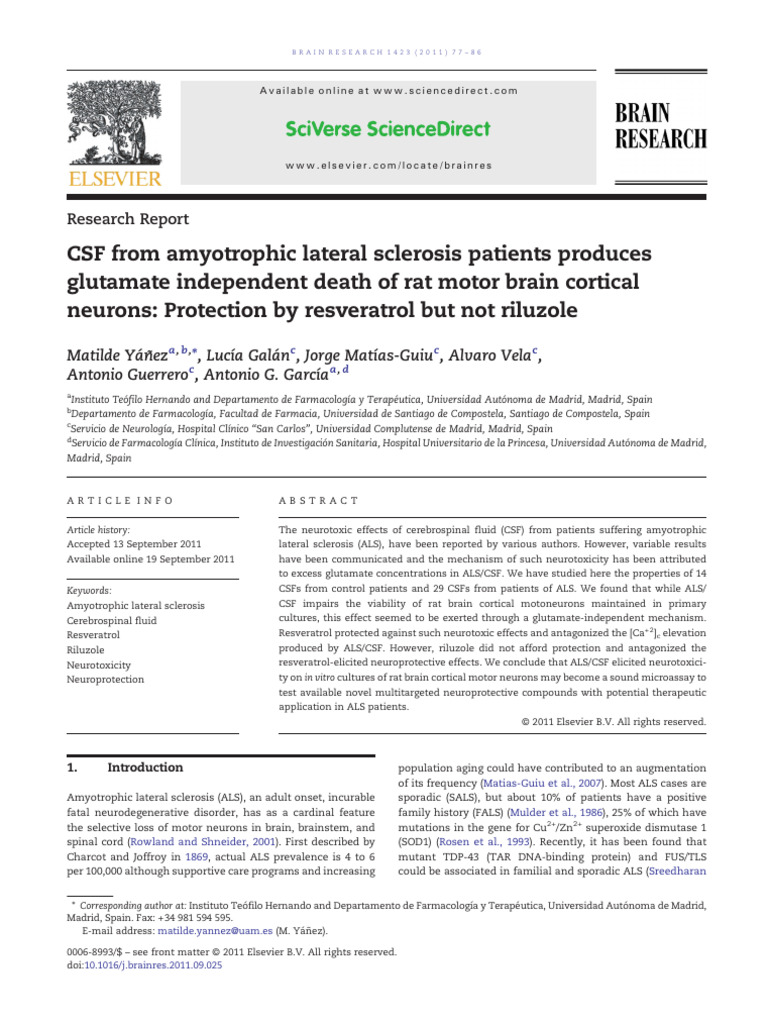 CSF From Amyotrophic Lateral Sclerosis Patients Produces | PDF ...