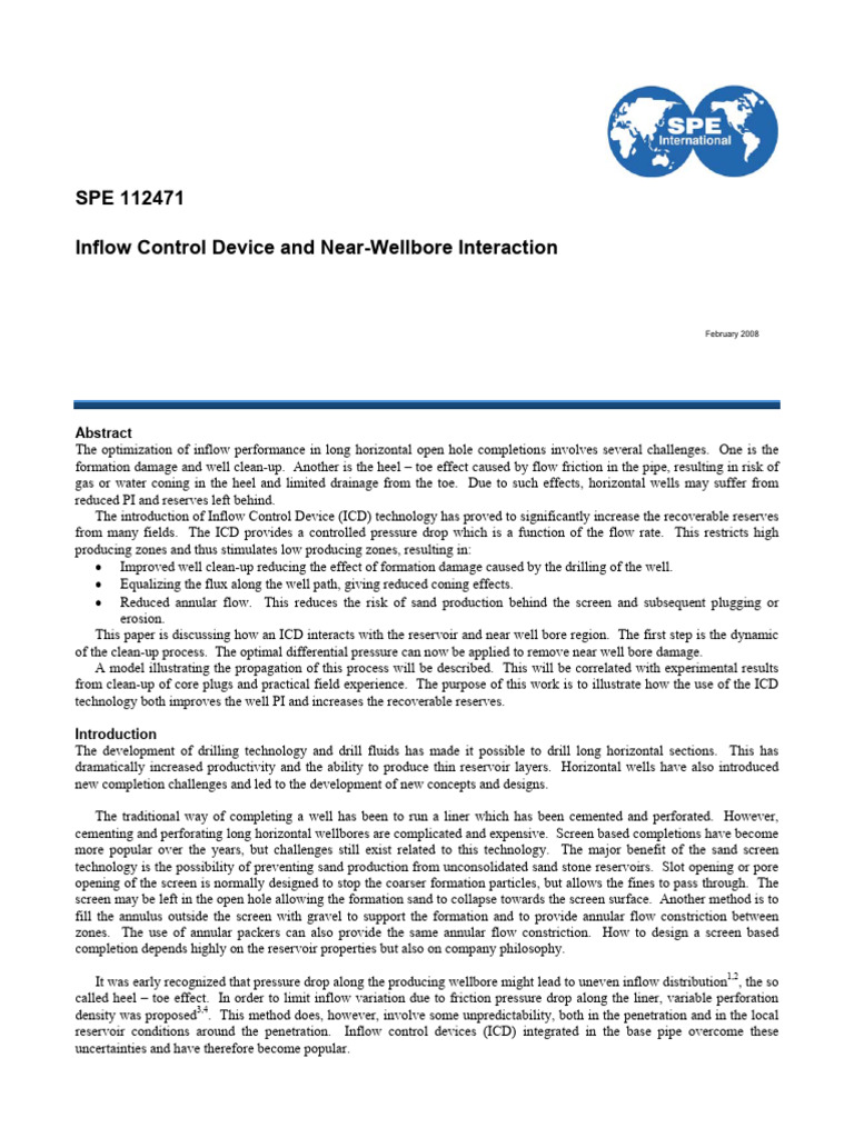 Inflow Control Device and Near-Wellbore Interaction | PDF | Viscosity ...