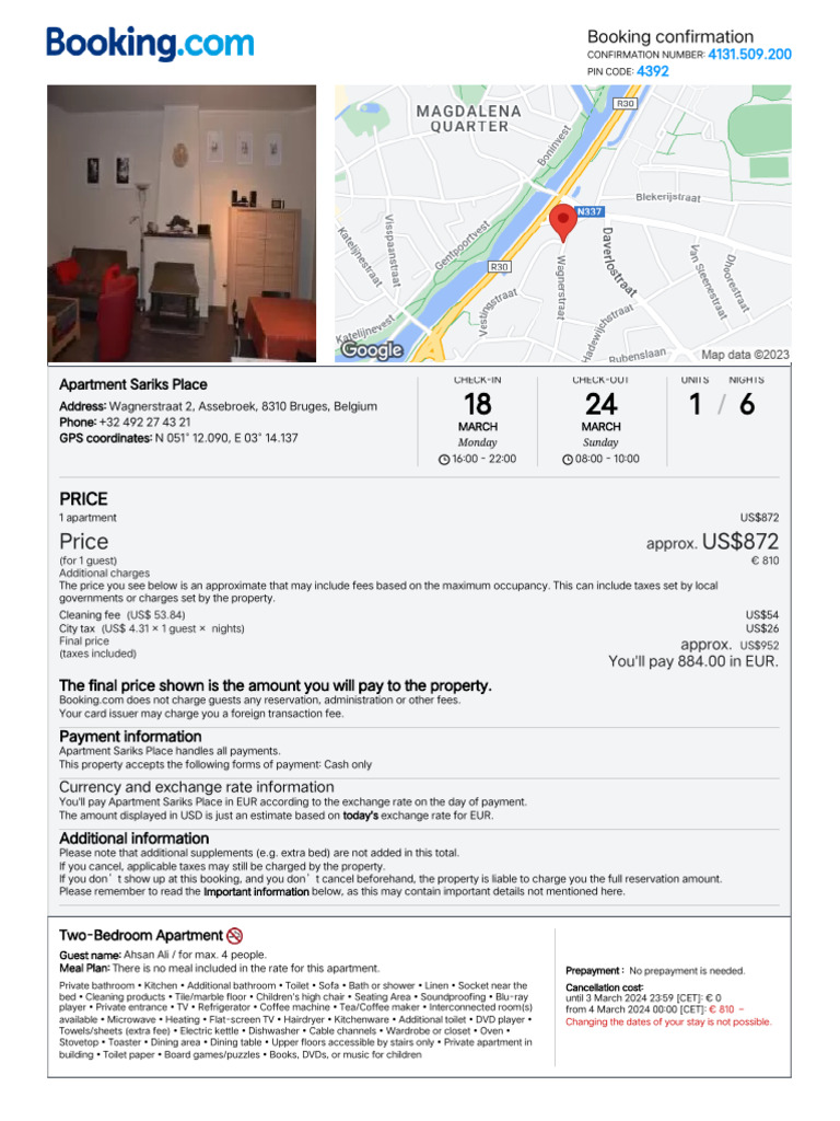 Ahsan Ali Booking - Com Confirmation | PDF