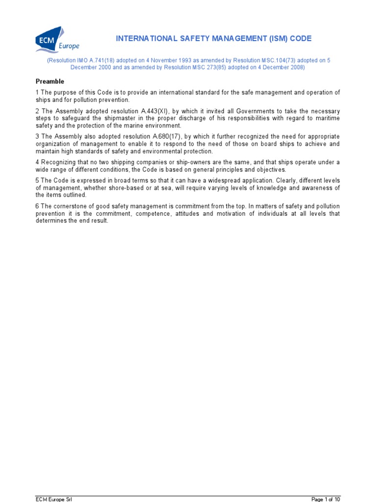 International Safety Management Code: Ensuring Safe Ship Operations and ...