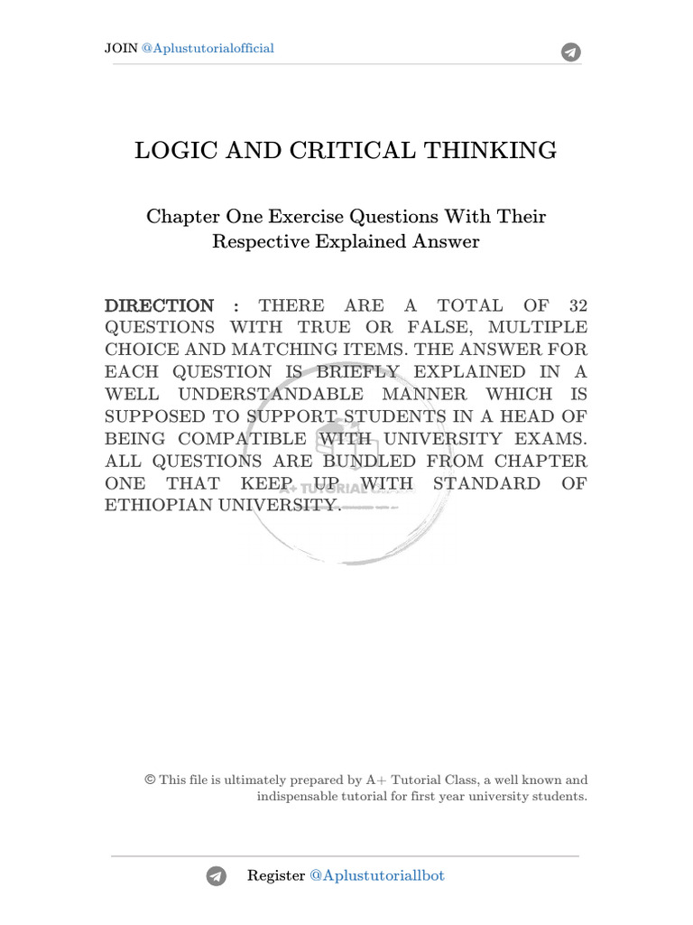 LOGIC AND CRITICAL THINKING | PDF