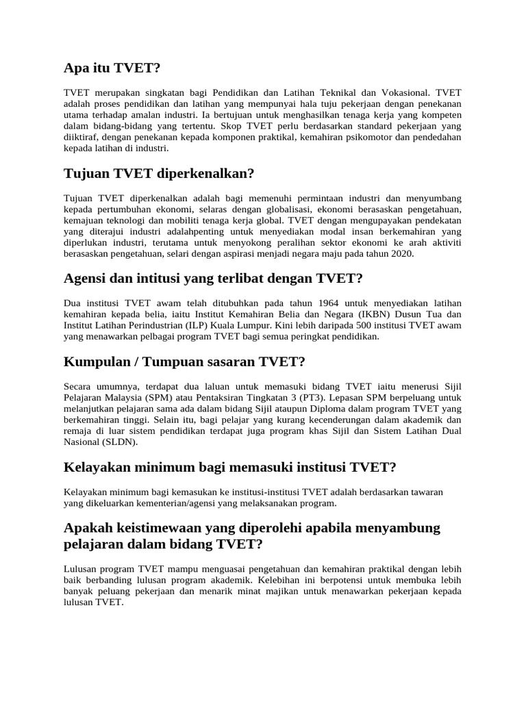 Apa Itu TVET | PDF