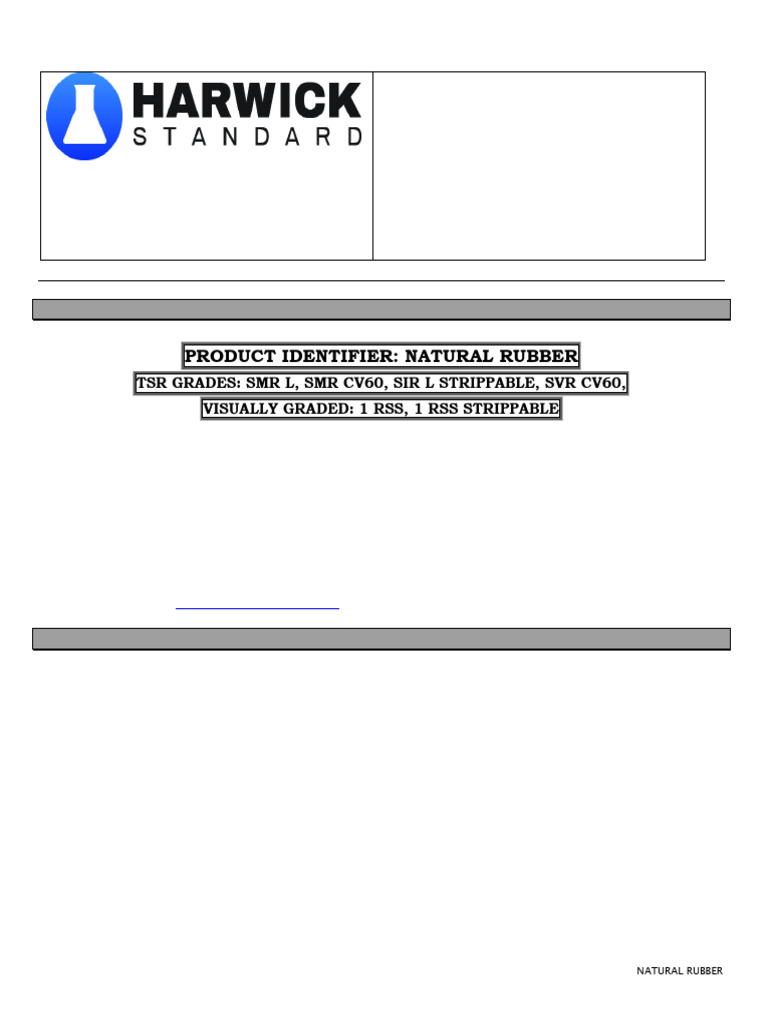 Safety Data Sheet Natural Rubber SMR L, SMR Cv60, Sir L Strippable, SVR ...