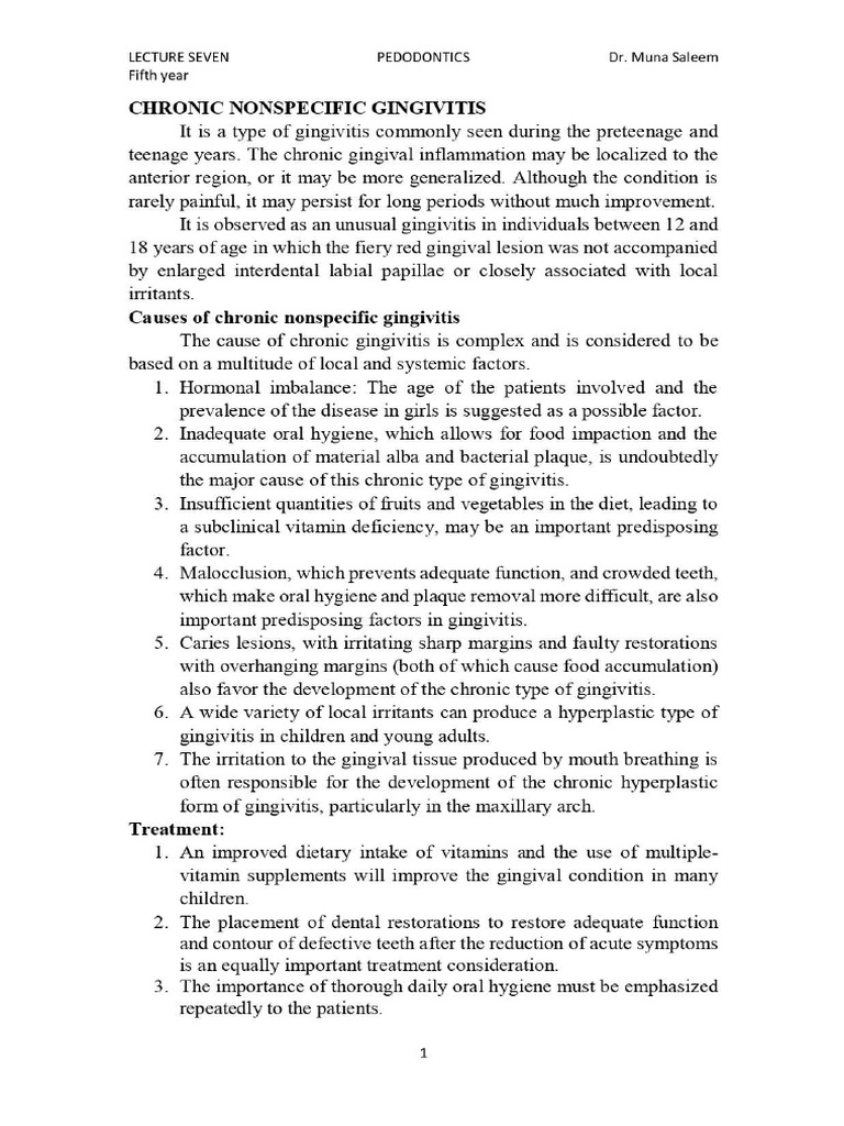 Lec 2 Chronic Non-Specific Gingivitis - Page-0001 | PDF