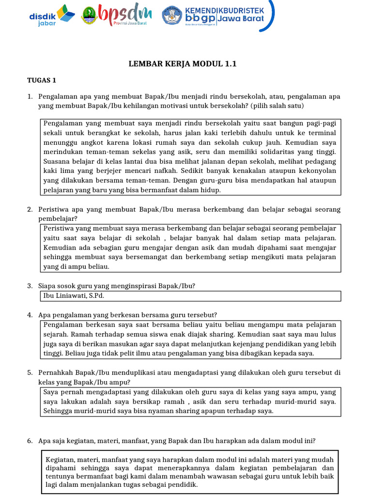 LK MODUL 1.1 LEVEL 1 - Diniah Ulpah | PDF