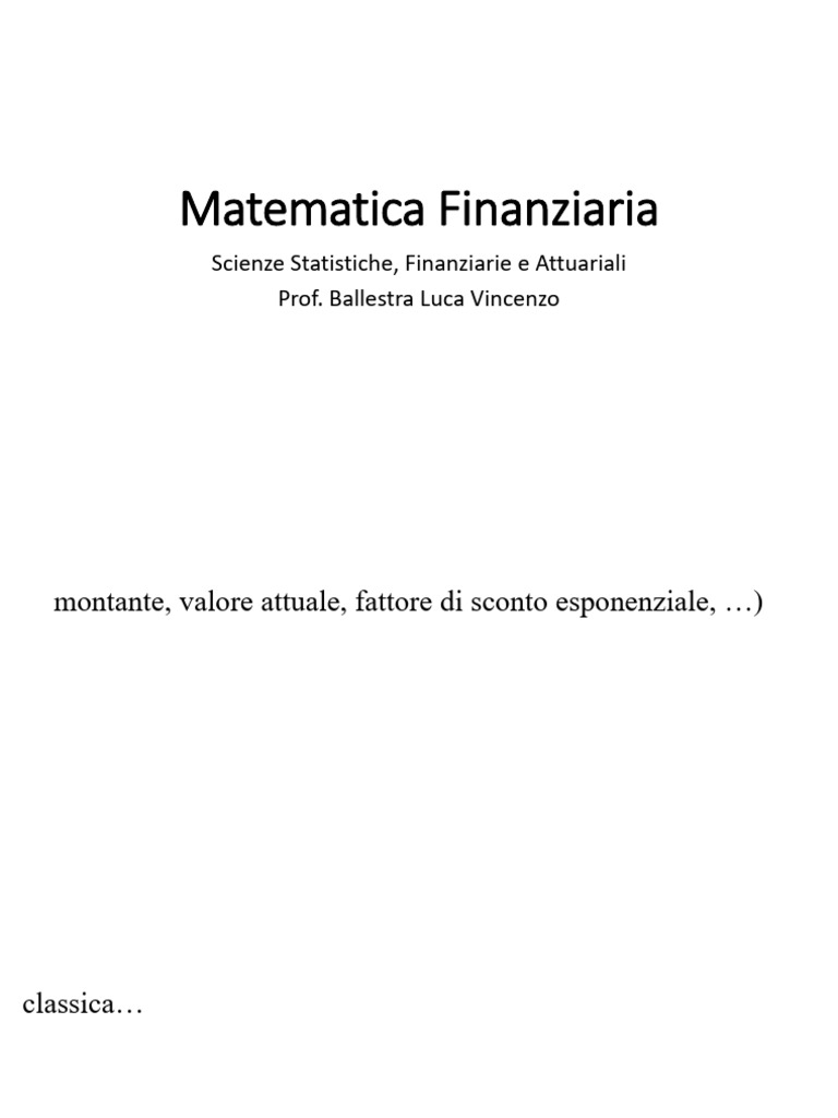 Matematica Finanziaria 1 | PDF
