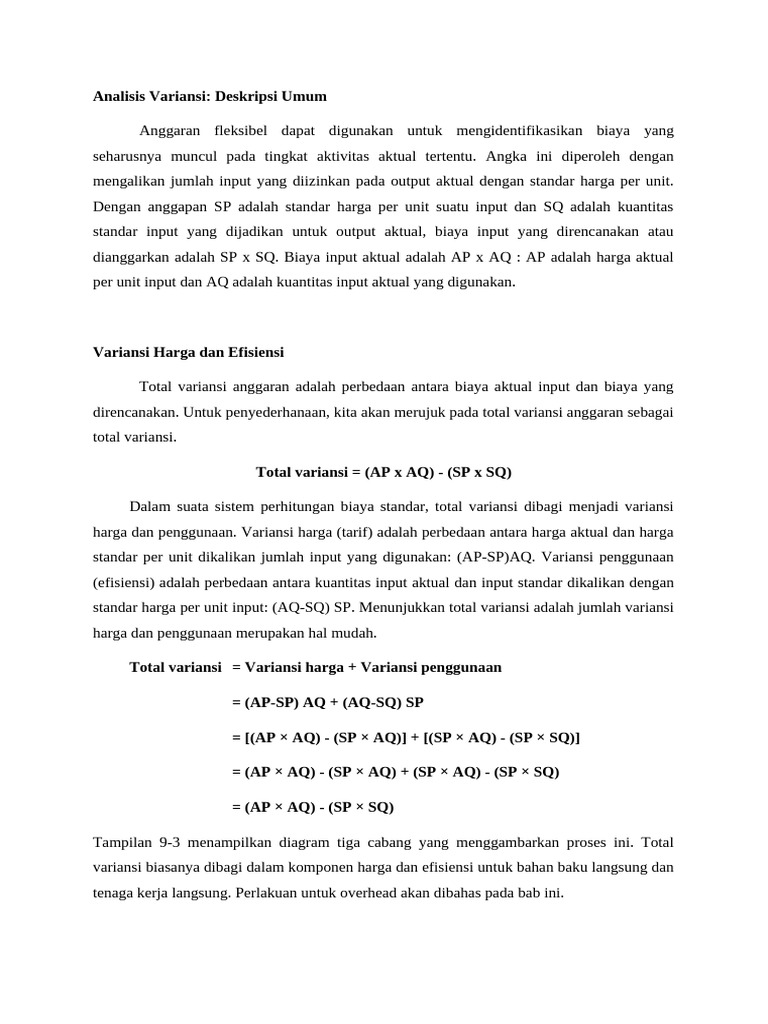 Analisis Variansi Deskripsi Umum | PDF | Bisnis | Pengelolaan Keuangan ...