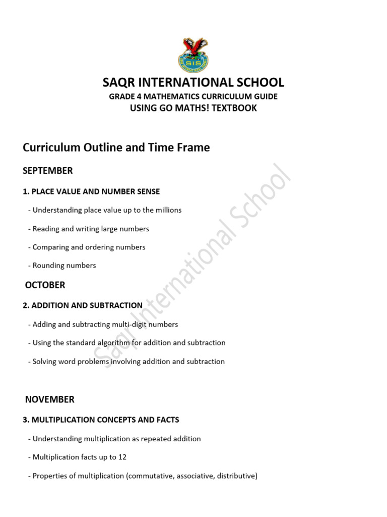 Grade 4 Mathematics Curriculum Guide | PDF