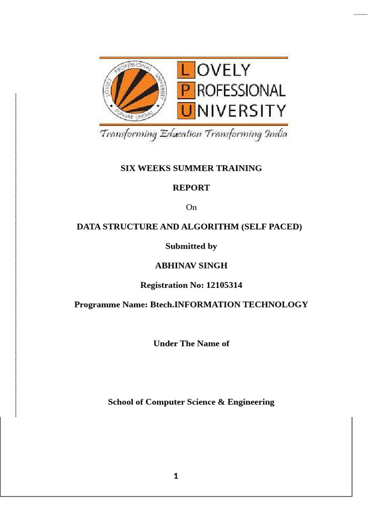 Dsa GFG Report | PDF