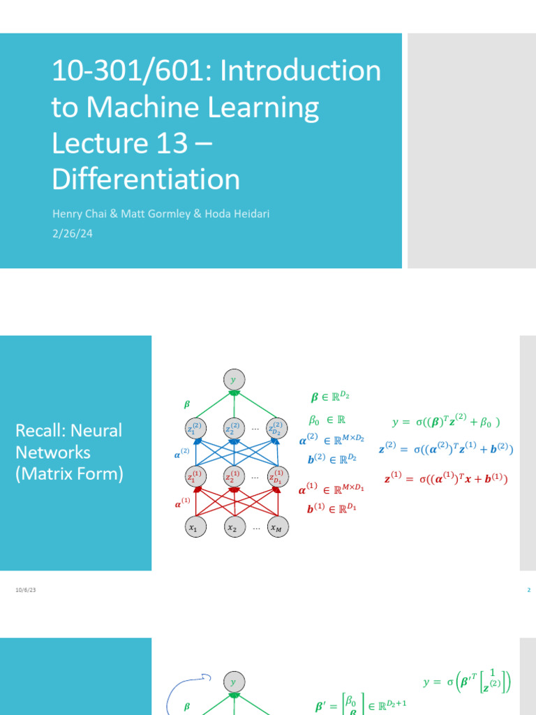 Lecture12 Diff | PDF | Derivative | Statistical Classification
