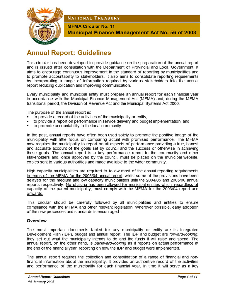 MFMA Circular No 11 - Annual Report Guidelines - 14 January 2005 | PDF ...