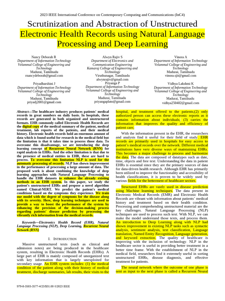 PaperID - 561-Scrutinization and Abstraction of EHR Using NLP and DL ...