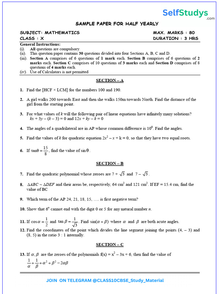 maths-class-x-half-yearly-exam-sample-paper-03 | PDF