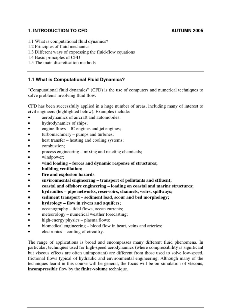 Mit 1 Introduction To Cfd Pdf Computational Fluid Dynamics Fluid