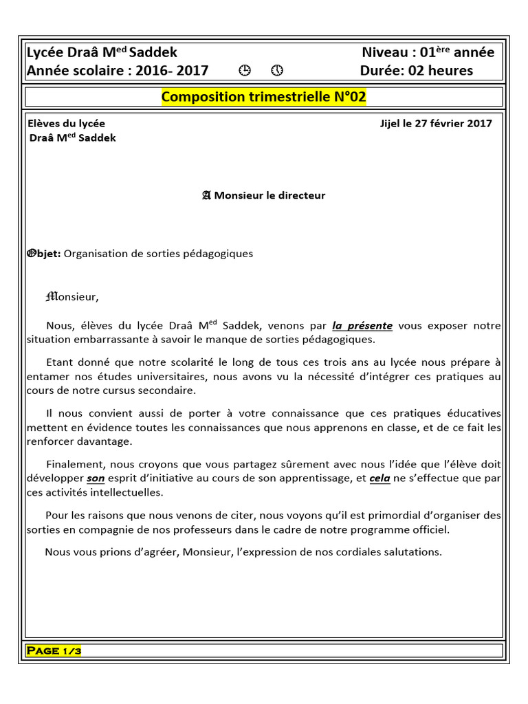 Dzexams 1as Francais 164883 | PDF