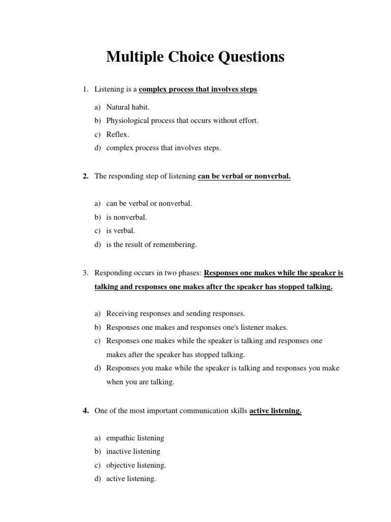 Final Multiple Choice Questions | Interpersonal Communication ...