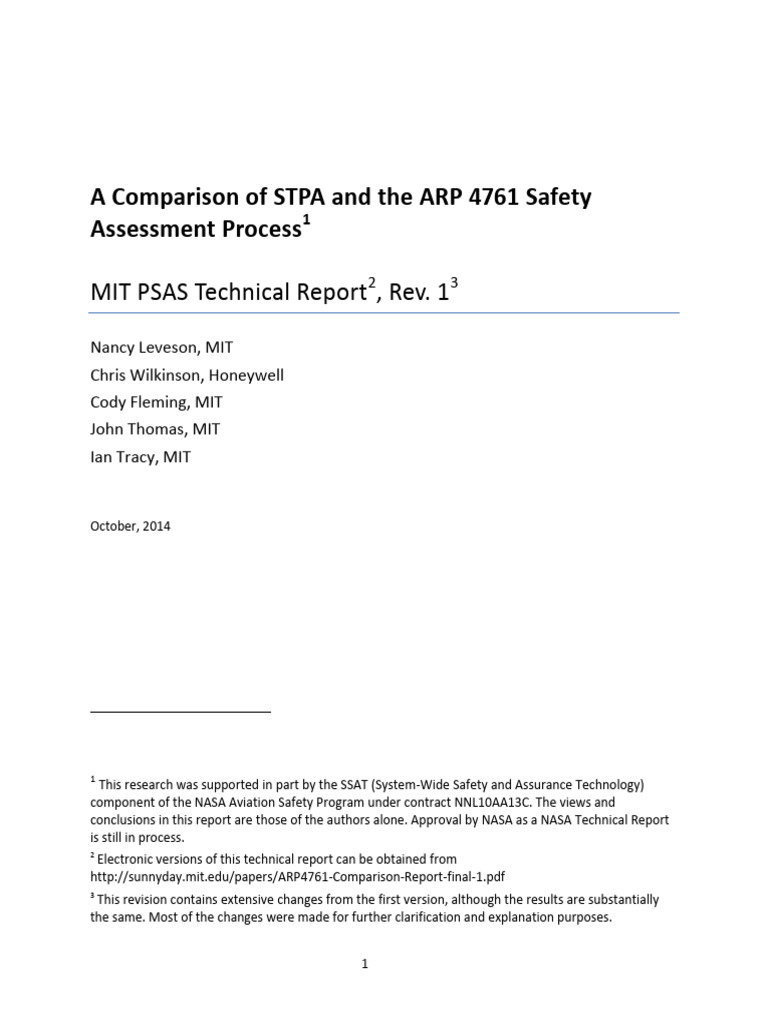 A Comparison of STPA and the ARP 4761 Safety Assessment Process Process ...