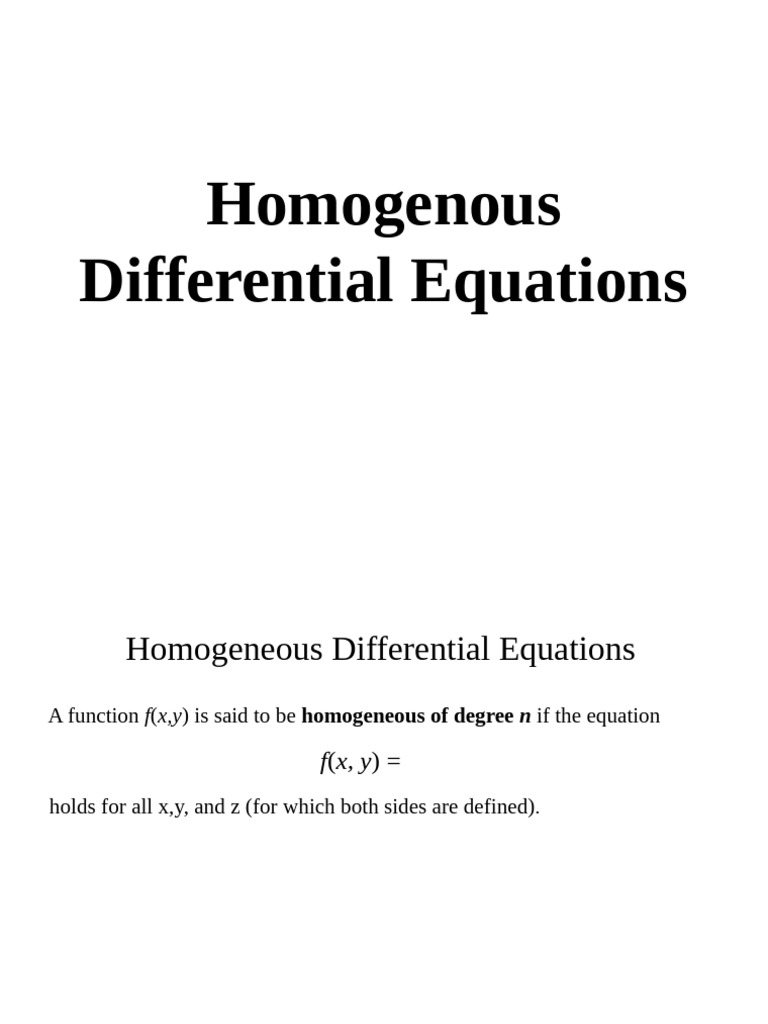Lecture 4 - Homogenous Differential Equations | PDF | Mathematics | Functions And Mappings