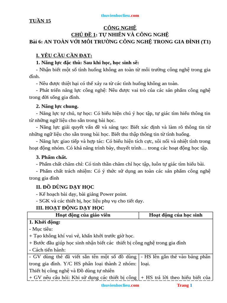 GA Cong Nghe 3 KNTT Tuan 15 | PDF