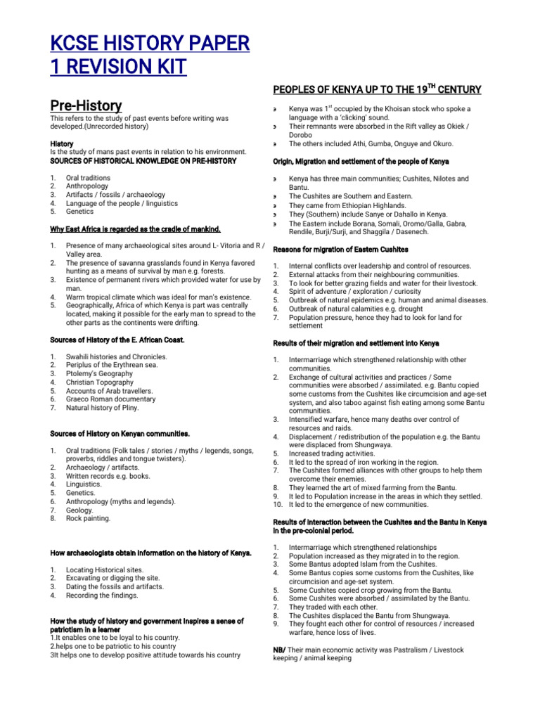 History Paper 1 Revision Kit | PDF
