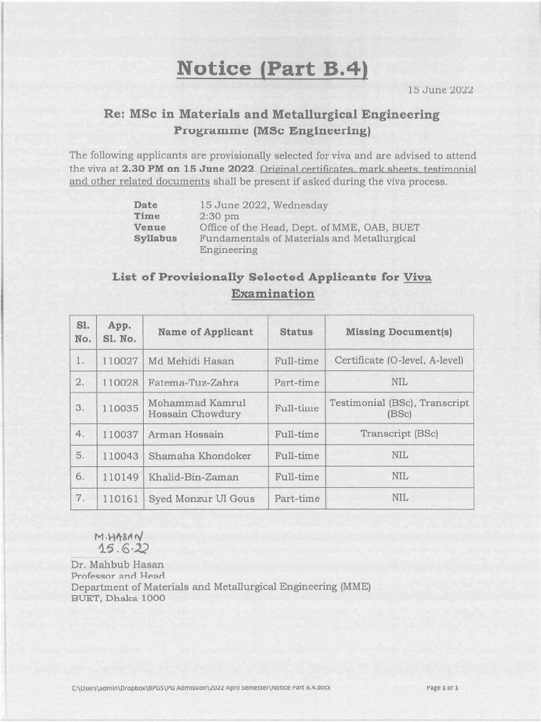 Written Test Results | PDF
