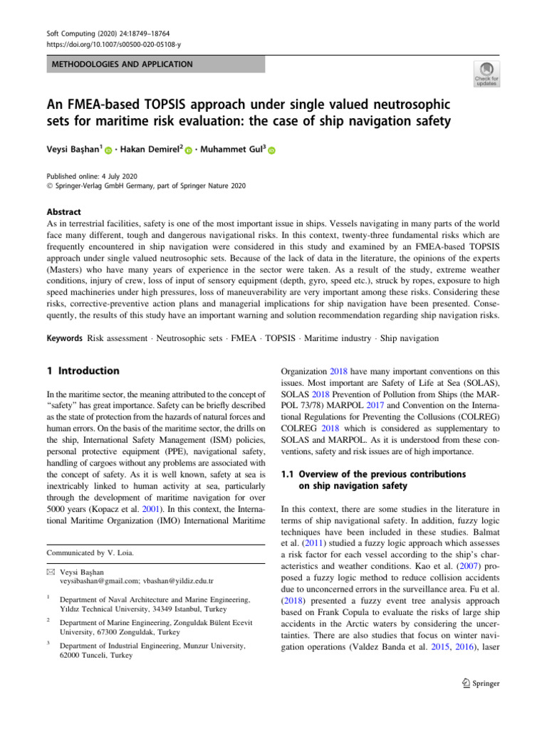 An FMEA-based TOPSIS Approach Under Single Valued Neutrosophic Sets For Maritime Risk Evaluation ...