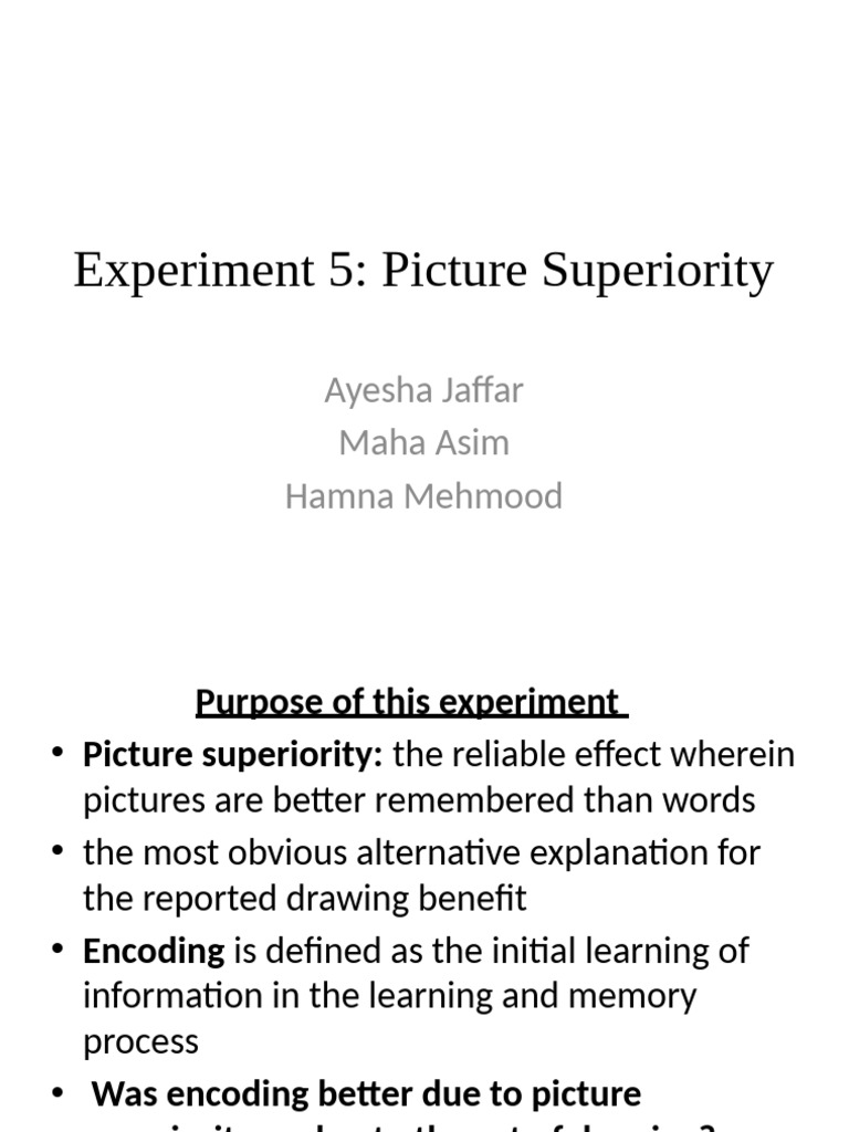Experiment 5 Picture Superiority | PDF