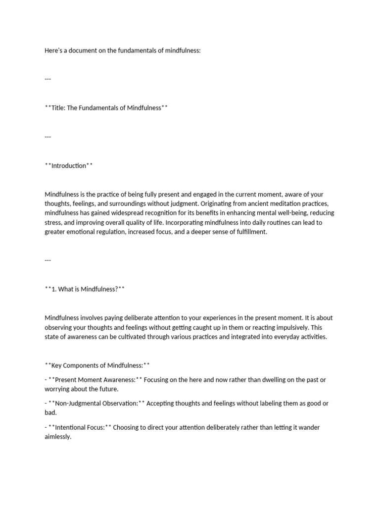The Fundamentals of Mindfulness | PDF