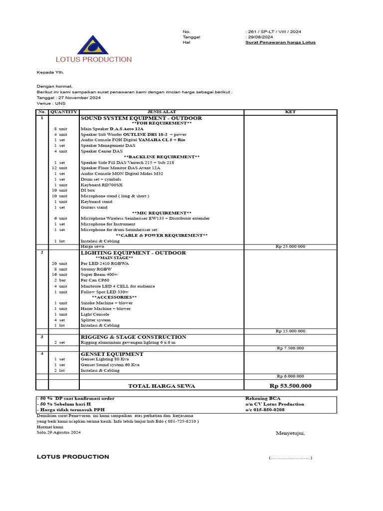 Penawaran Lotuspro UNS 27 November 2024 | PDF