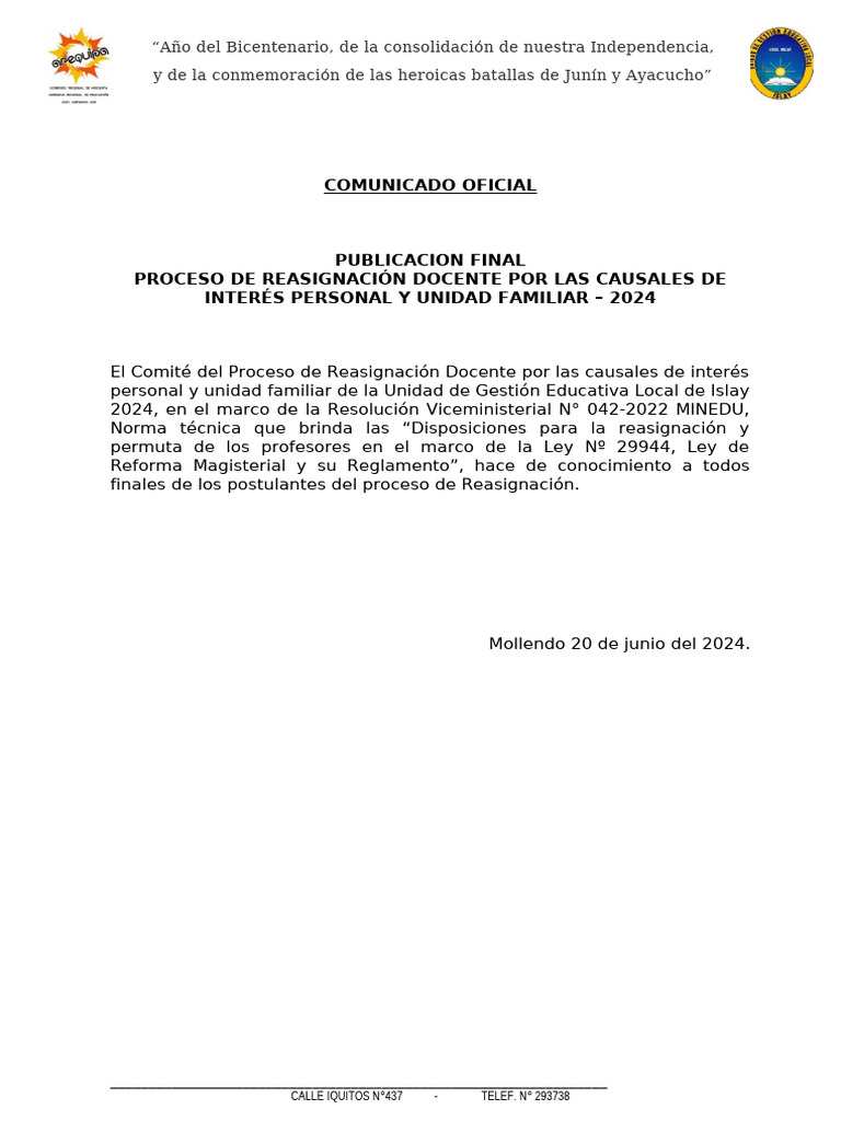 comunicado 2 publicacion final | PDF