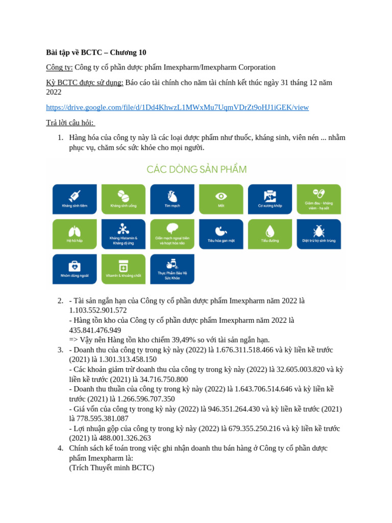 Bài tập về BCTC | PDF