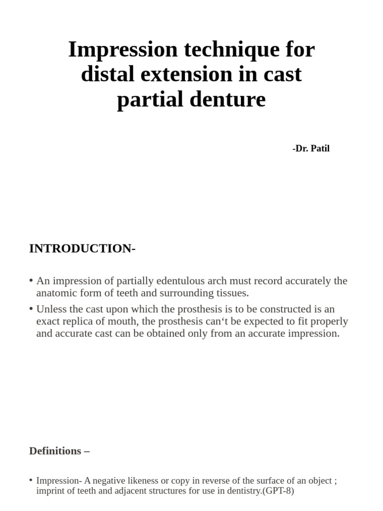 Impression Technique in Distal Extension 17 Feb | PDF
