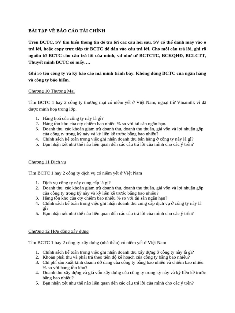 BT Ca Nhan BCTC | PDF