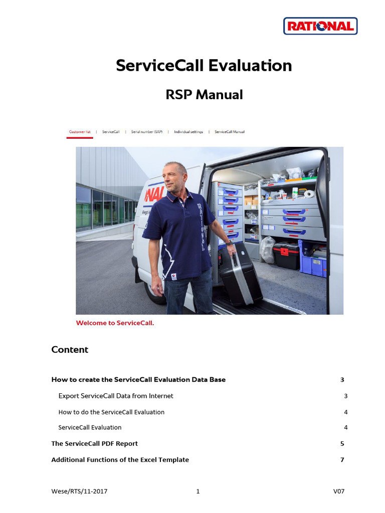 Manual ServiceCall Evaluation Tool EN V06 | PDF
