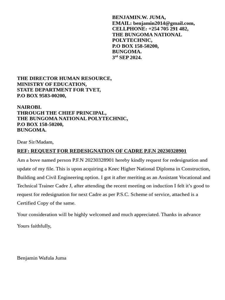Request for Cadre Redesignation | PDF
