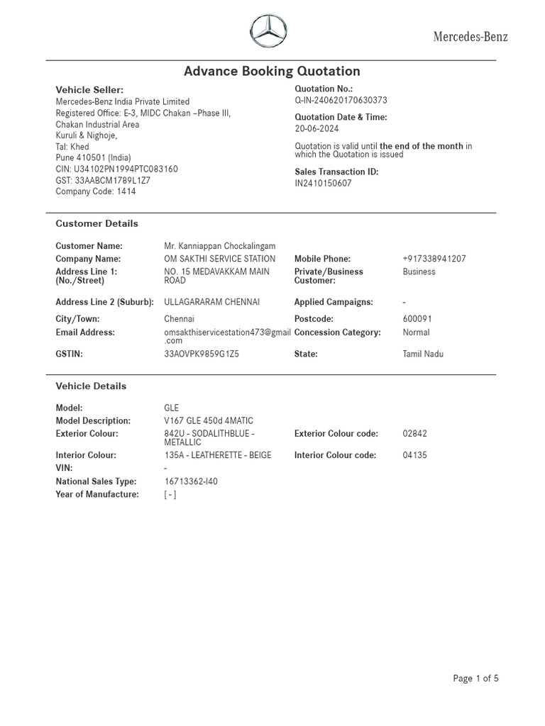 OM Sakthi Service Station Quotation | PDF